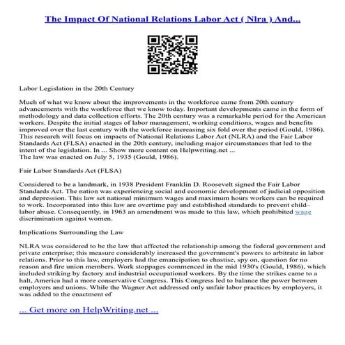 The Impact Of National Relations Labor Act ( Nlra ) And... | PDF ...