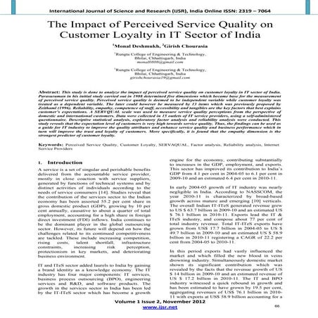 The impact of perceived service quality on customer loyalty in it ...