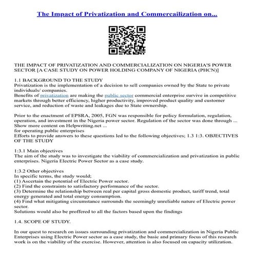 The Impact Of Privatization And Commercailization On... | PDF