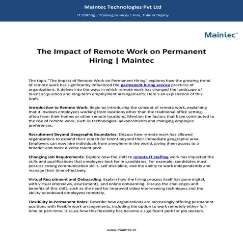 The Rise of Remote Work and its Impact on Recruitment | PPT