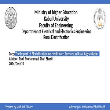the impact of rural electrification on healthcae by Engineer Matiullah ...