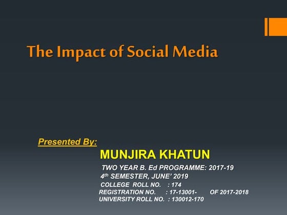 Effects of social media on youth | PPTX