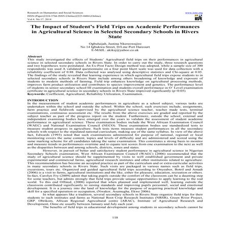 The impact of student’s field trips on academic performances in ...