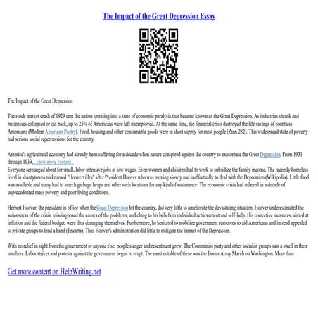 The Causes And Effects Of The Great Depression | PDF