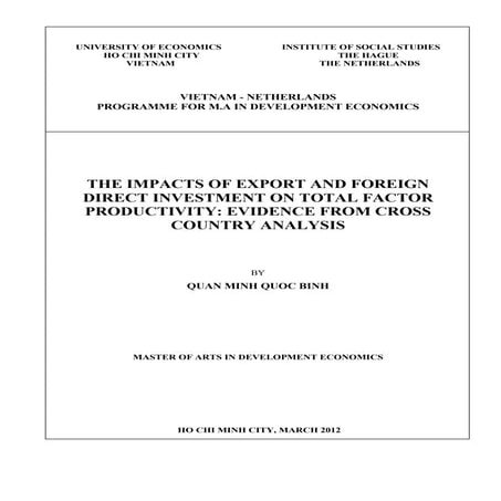 The impacts of export and Foreign Direct Investment on total factor ...