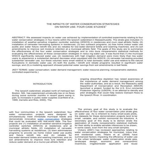 The impacts of water conservation strategies on water | PDF