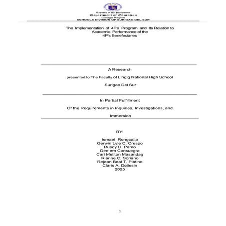 The Implementation of 4ps program in the philippines | DOCX