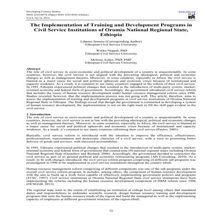 The implementation of training and development programs in civil ...