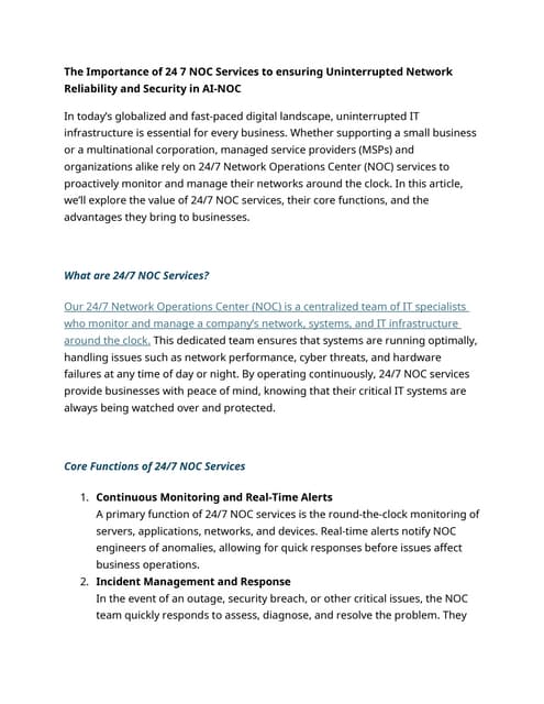 Network Operations Center Processes- Isaac Mwesigwa | PDF