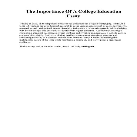 The Importance Of A College Education Essay.pdf