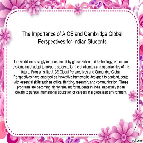 The Importance of AICE and Cambridge Global Perspectives for Indian ...