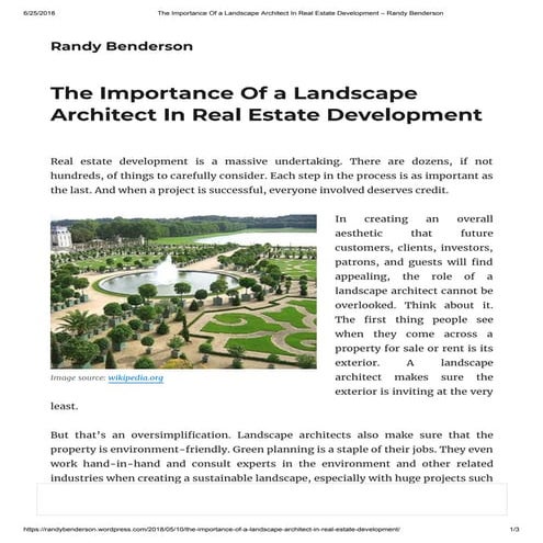 The Importance Of a Landscape Architect In Real Estate Development | PDF