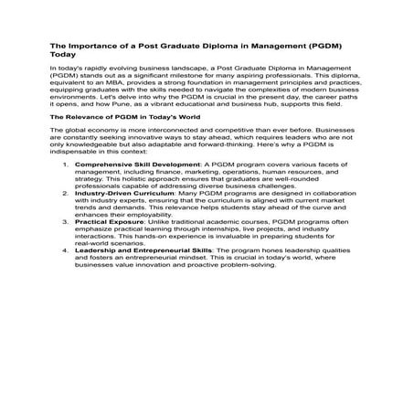 The Importance of a Post Graduate Diploma in Management PGDM Today.pdf
