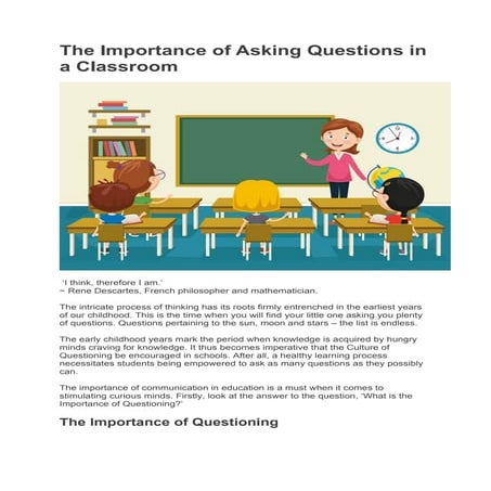 Nature of questioning in the classroom – Types of questions and ...