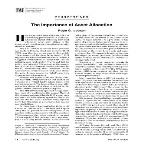 The importance of asset allocation | PDF | Stocks and Bonds | Personal Investing