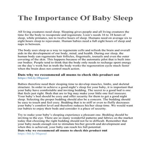 The importance of baby sleep | PDF