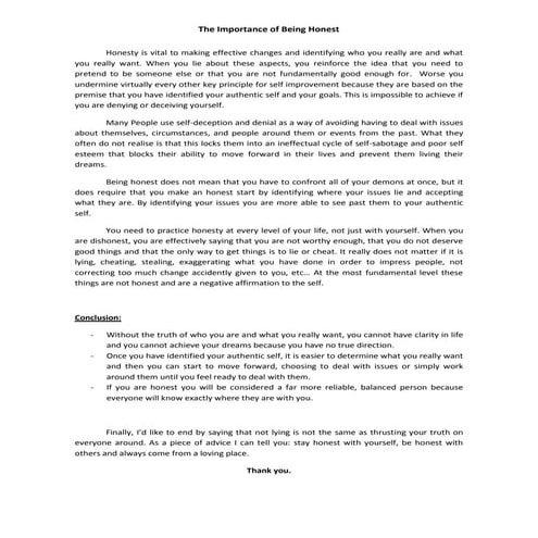 The importance of being honest | DOCX