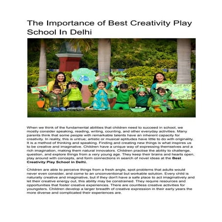 The Importance of Best Creativity Play School In Delhi.pdf