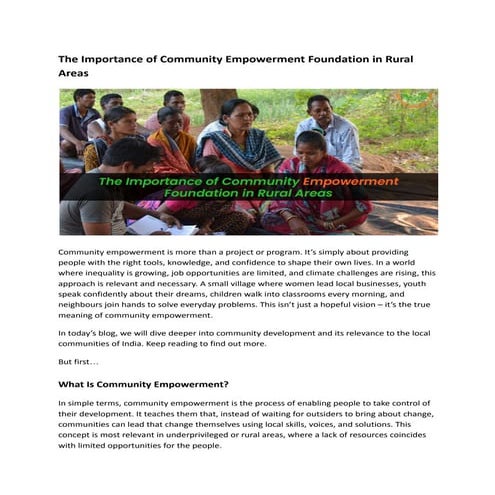 Community Empowerment Foundation’s Impact in Rural Areas | PDF