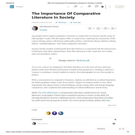 The importance of comparative literature in society | PDF