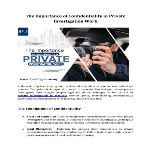 The Importance of Confidentiality in Private Investigation Work | PDF