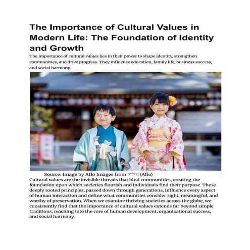 The Importance of Cultural Values in Modern Life_ The Foundation of ...