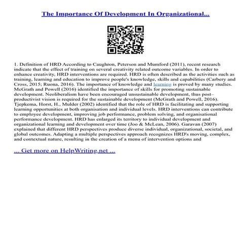 The Importance Of Development In Organizational... | PDF | Business ...