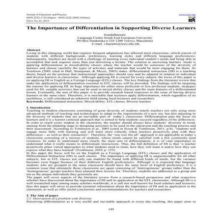 The importance of differentiation in supporting diverse learners | PDF