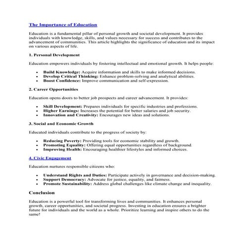 The Importance of Education and motivation for the students | PDF