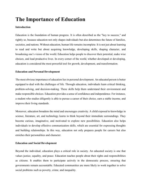 Importance of education | PPT