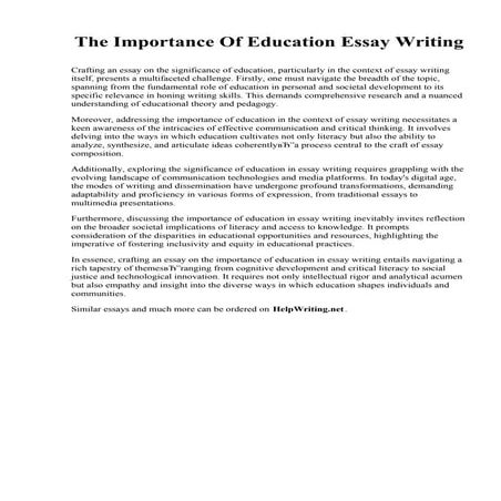 The Importance Of Education Essay Writing.pdf | Education