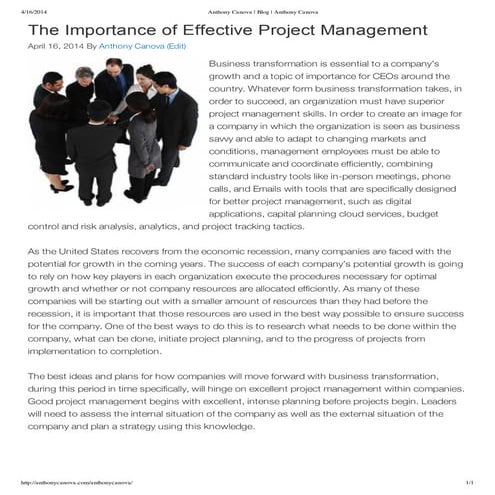 The importance of effective project management | PDF