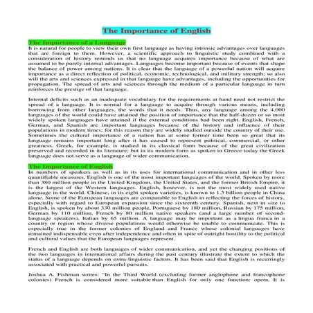 The importance of english | PDF