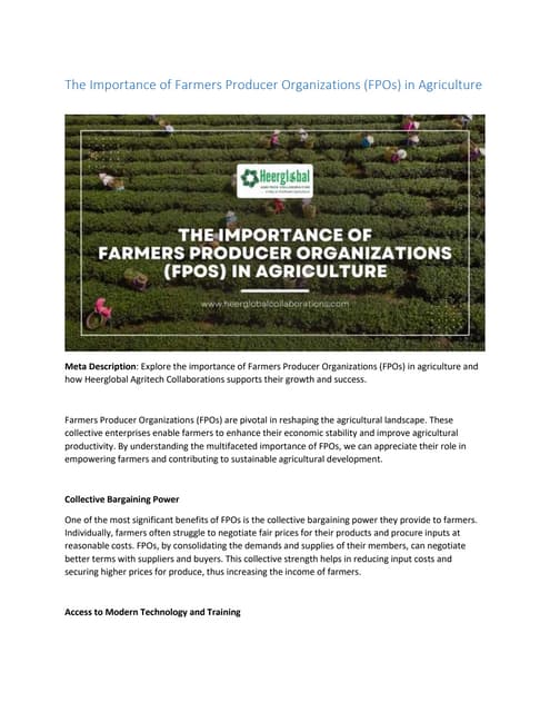 Farmer producer organization (fpo) | PPTX | Agriculture | Industries