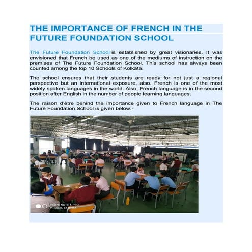 THE IMPORTANCE OF FRENCH IN THE FUTURE FOUNDATION SCHOOL | PDF