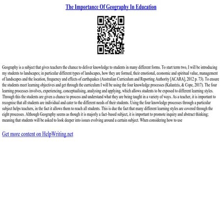 The Importance Of Geography In Education | PDF | Geography | Science