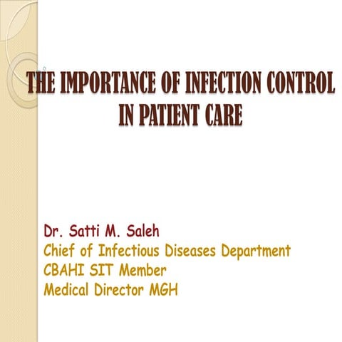 The importance of infection control in patient care | PPTX