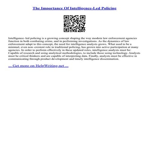 The Importance Of Intelligence-Led Policing | PDF