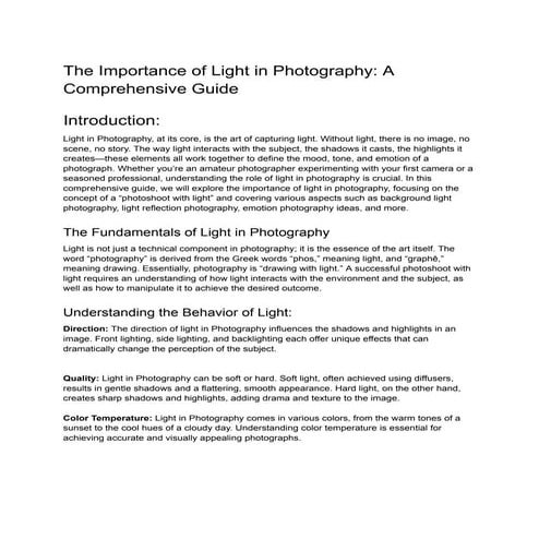 The Importance of Light in Photography_ A Comprehensive Guide.pdf