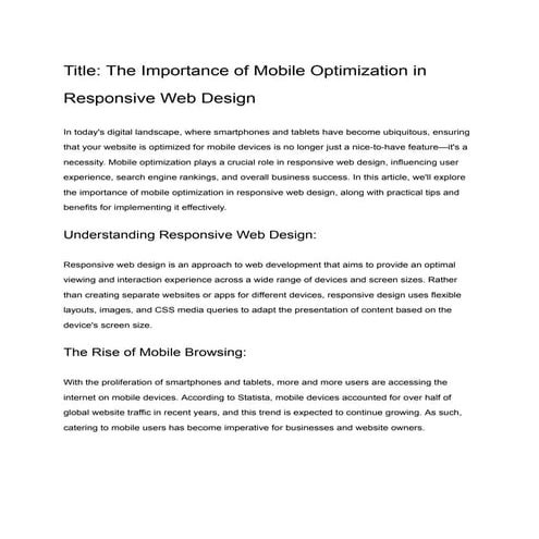 The Importance of Mobile Optimization in Responsive Web Design.pdf ...