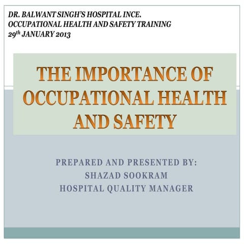 Occupational Health and Safety Powerpoint Presentation | PPTX