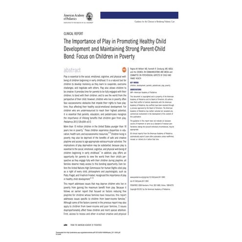 The Importance of Play in Promoting Healthy Child Development and ...