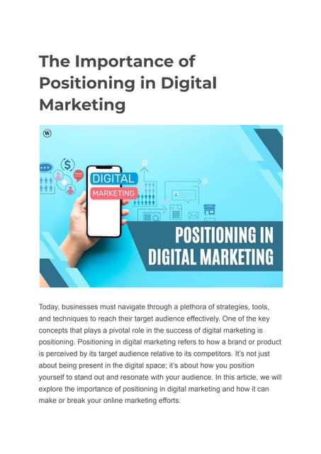 Digital marketing plan | PPT