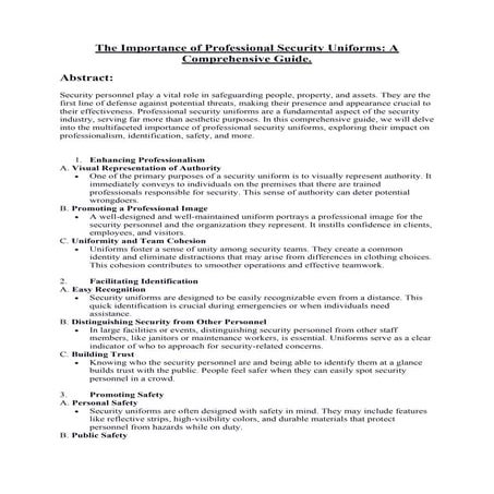 The Importance of Professional Security Uniforms: A Comprehensive Guide ...