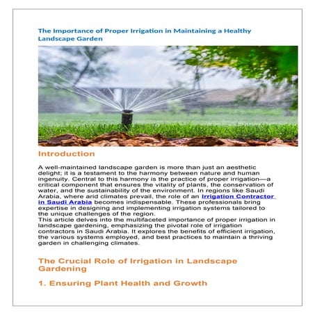 The Importance of Proper Irrigation in Maintaining a Healthy Landscape ...
