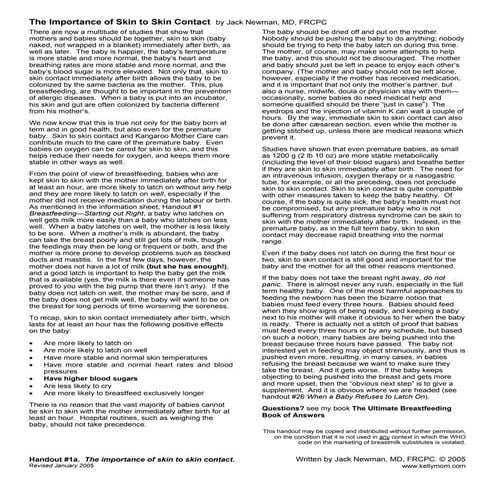 The Importance Of Skin To Skin Contact | PDF