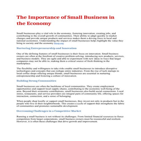 The Importance of Small Business in the Economy.docx