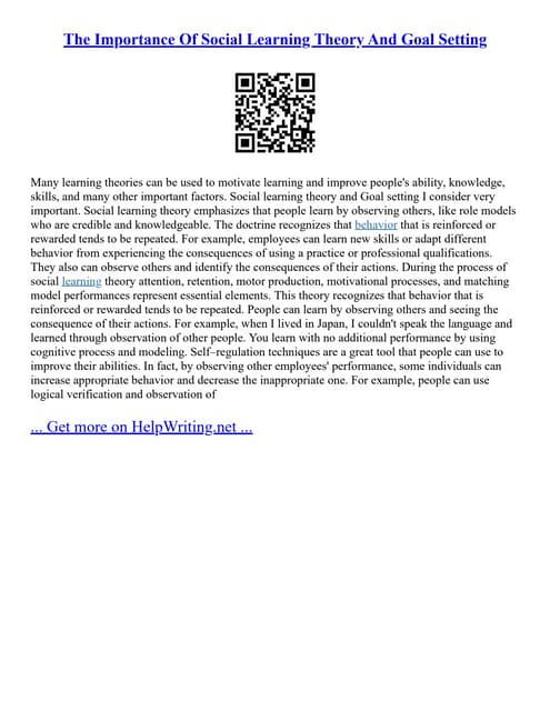 Social Learning Theory | PPTX | Education