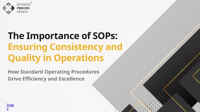 The Importance of SOPs: Ensuring Consistency and Quality in Operations ... The Importance of SOPs: Ensuring Consistency and Quality in Operations ...