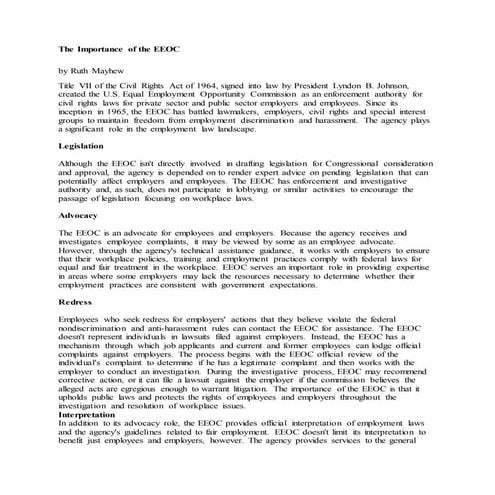 The importance of the eeoc 6 | PDF